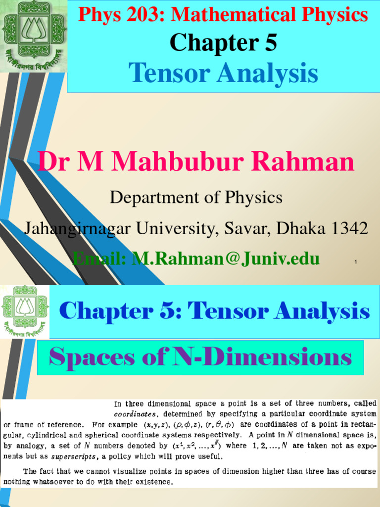 Chapter 5-Tensor Analysis (Part 2) | PDF | Tensor | Theoretical Physics