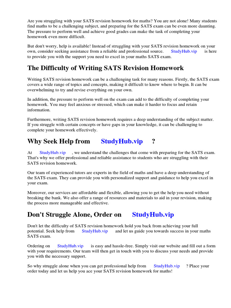 Sats Revision Homework Maths | PDF | Sat