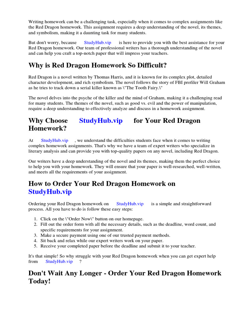Red Dragon Homework | PDF | Websites