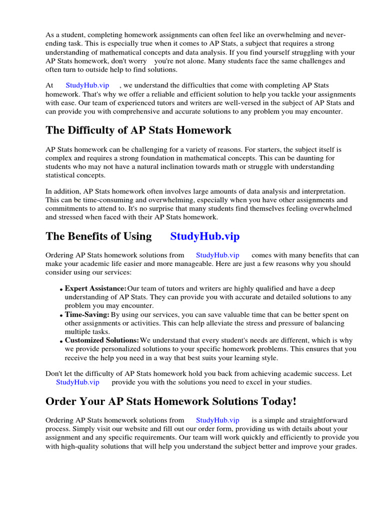AP Stats Homework Solutions | PDF | Statistics | Homework