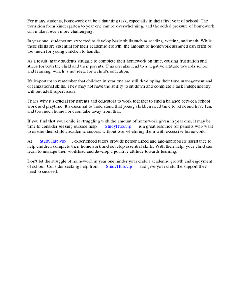 Too Much Homework Year One | PDF | Homework | Schools