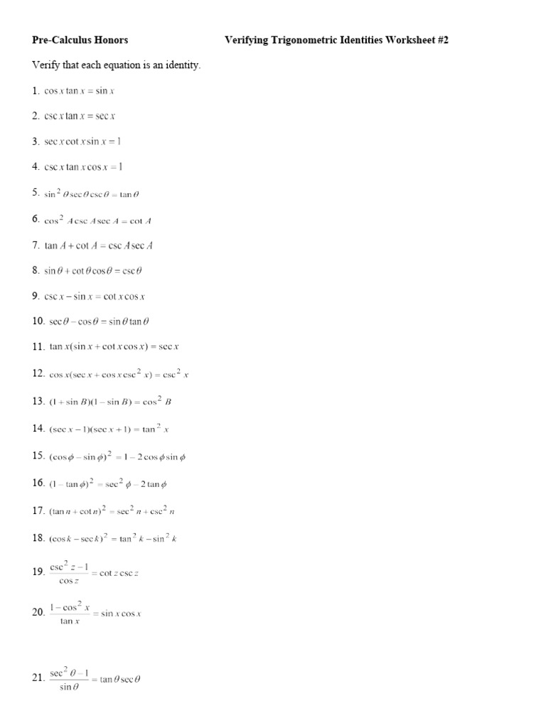 Verifying Identities Worksheet 2 | PDF | Computers | Technology ...