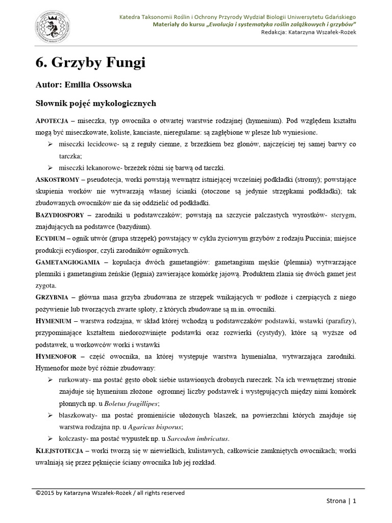 Skrypt Grzyby | PDF