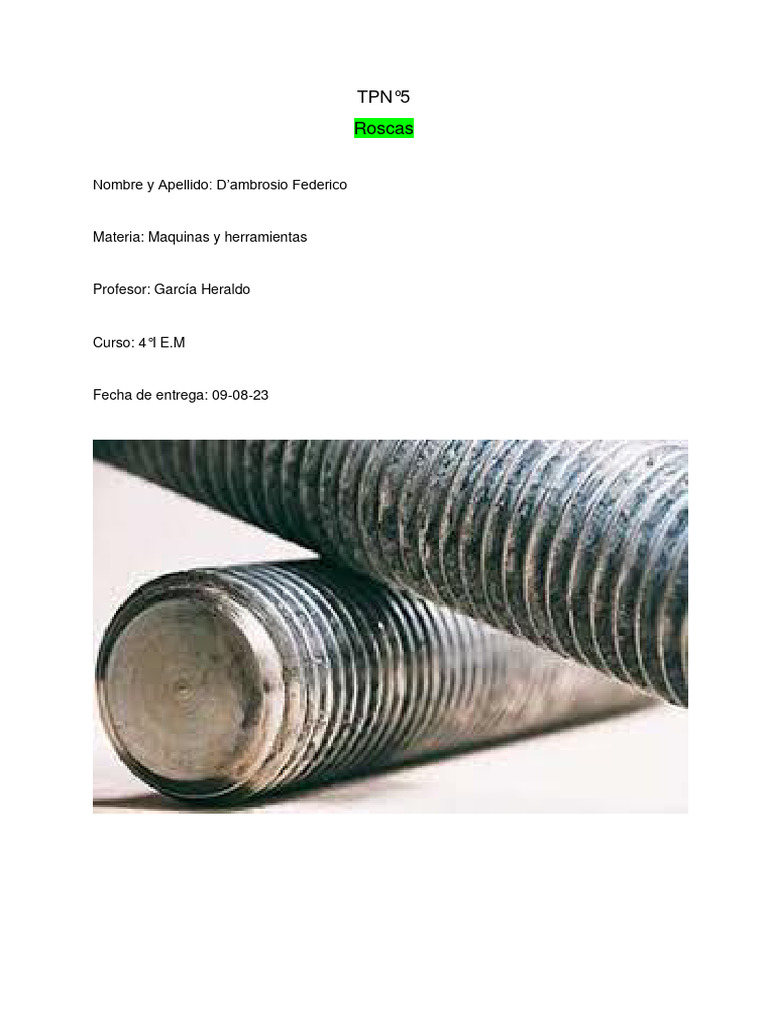 TPN°5 | PDF | Tornillo | Ingeniería mecánica