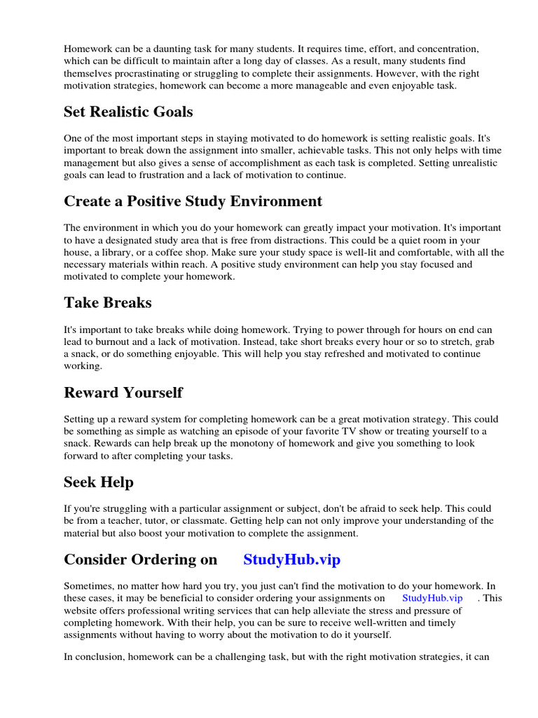 Homework Motivation Strategies | PDF | Motivation | Motivational
