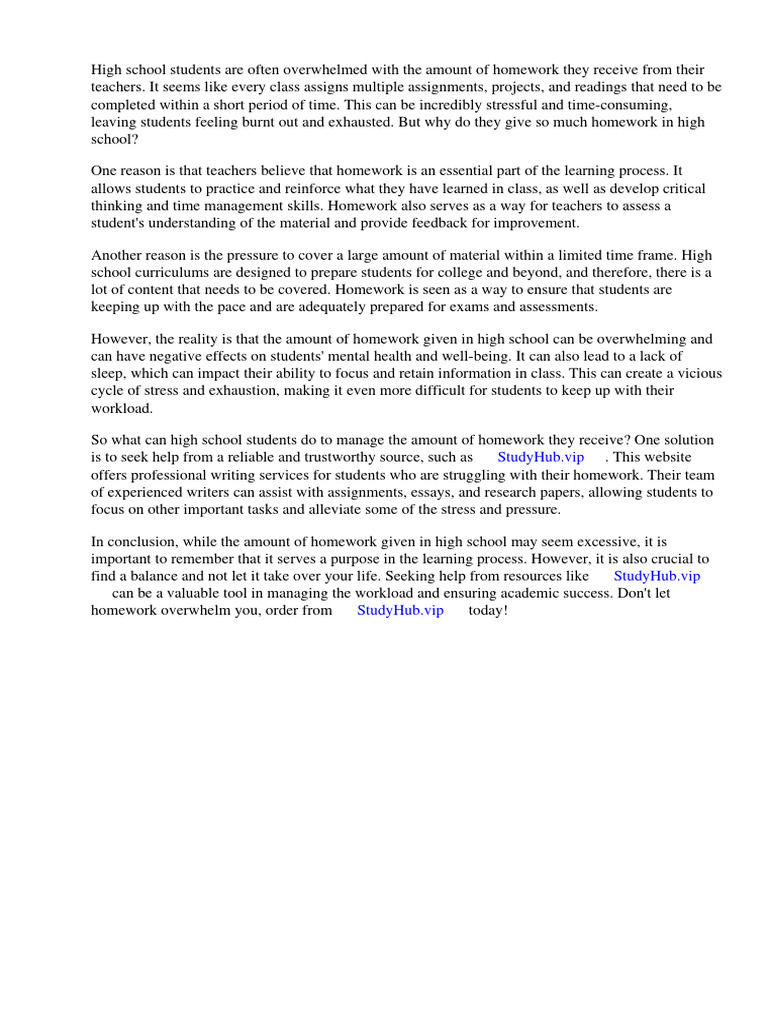 Why Do They Give So Much Homework in High School | PDF | Homework