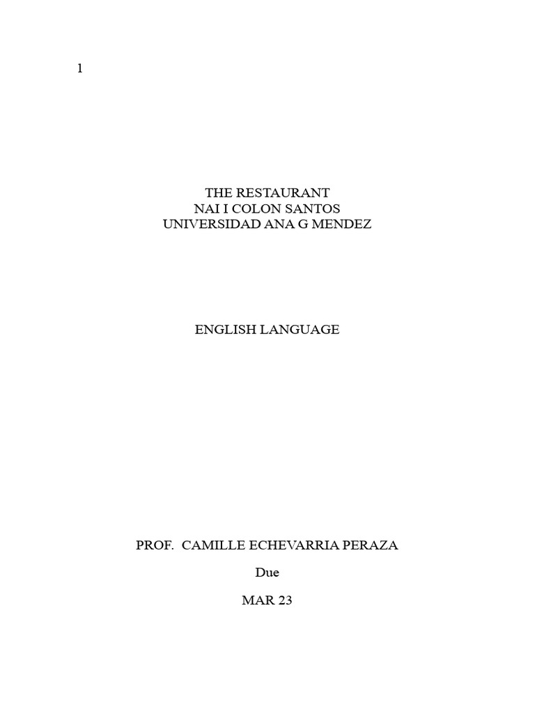 Understanding the Thesis of Restaurants | PDF | Restaurants | Gastronomy