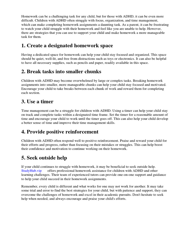 How Do I Help My Adhd Child With Homework | PDF | Attention Deficit ...