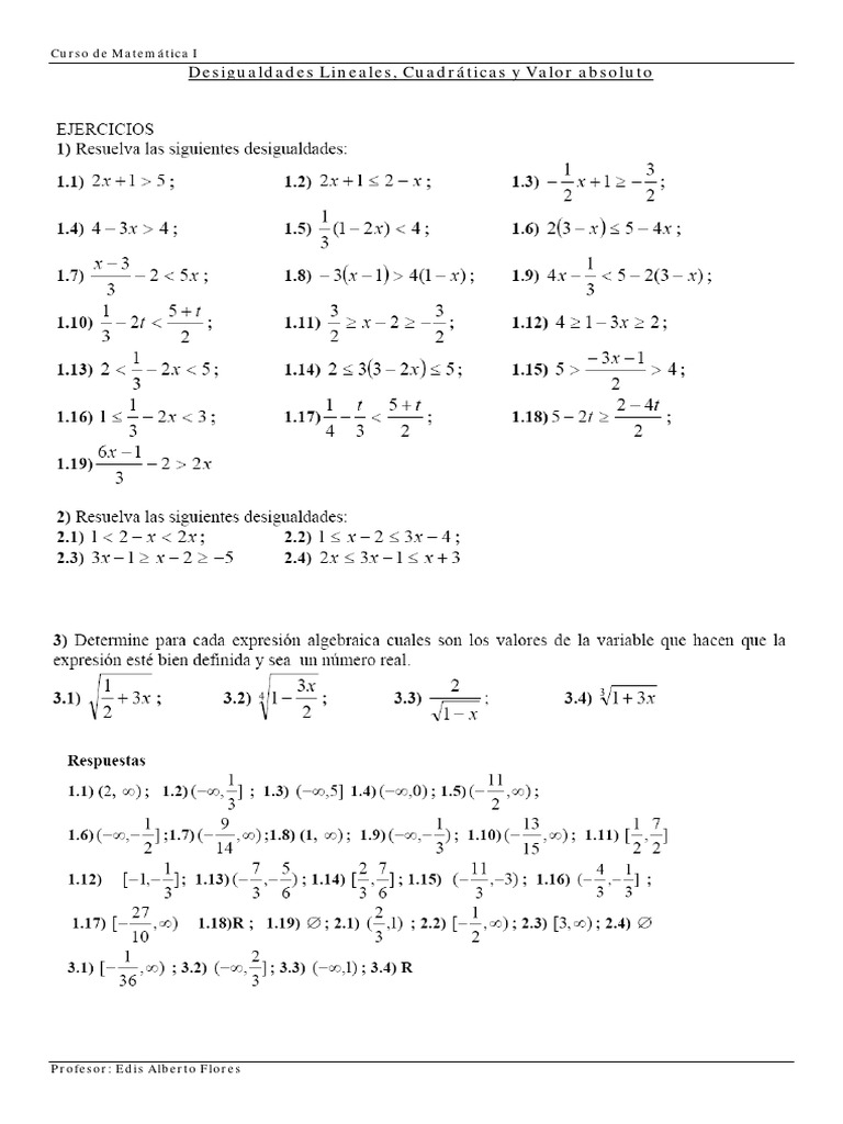 Desigualdades Lineales y Valor Absoluto | PDF