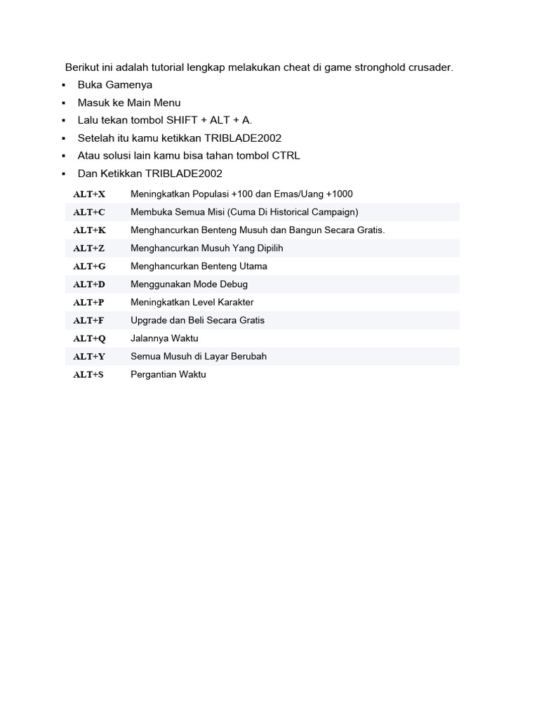 Cheat Stronghold Crusader | PDF