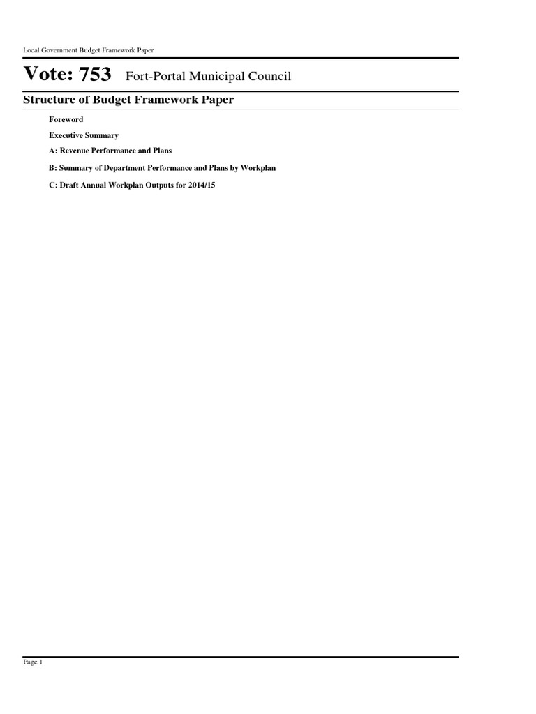 Fort Portal MC BFP | PDF | Budget | Taxes