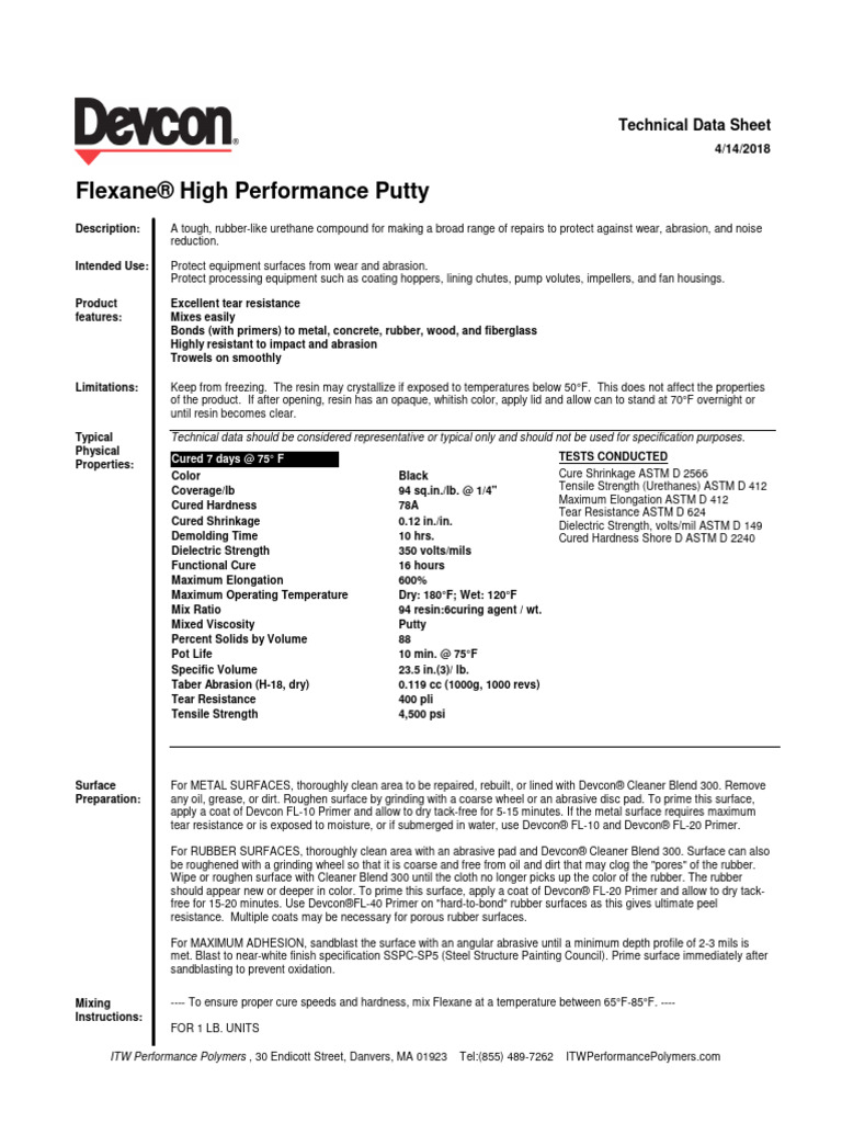 Devcon Flexane-High-Performance-Putty - 15330 | PDF | Abrasive | Chemical Substances