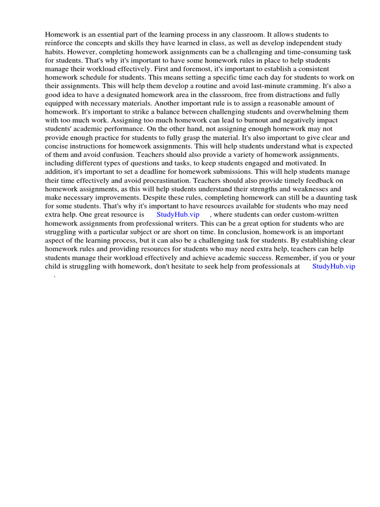 Homework Rules Classroom | PDF | Homework | Teachers