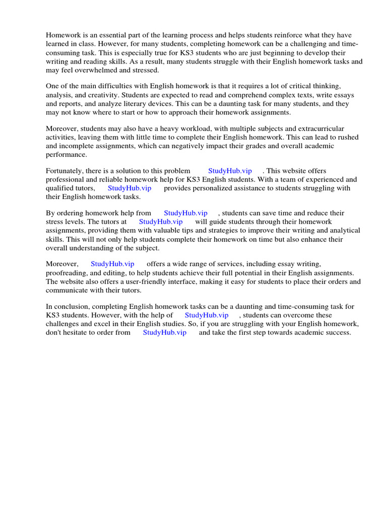Ks3 English Homework Tasks | PDF | Homework | Facebook