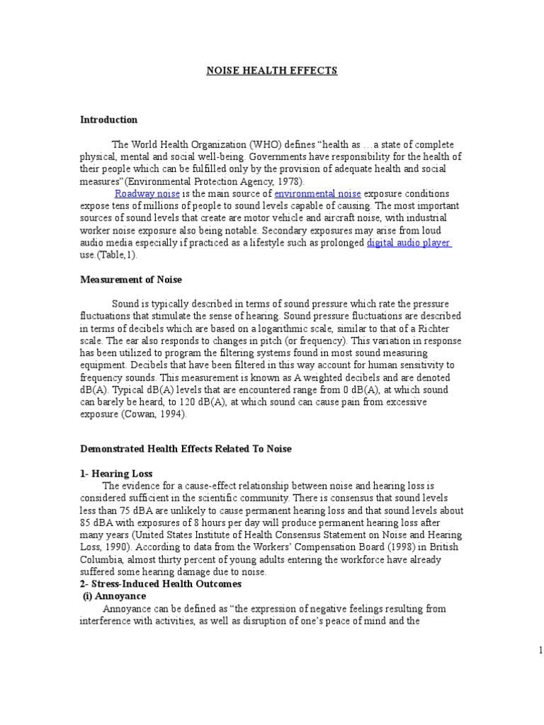 Noise Health Effects WH | PDF | Noise | Decibel