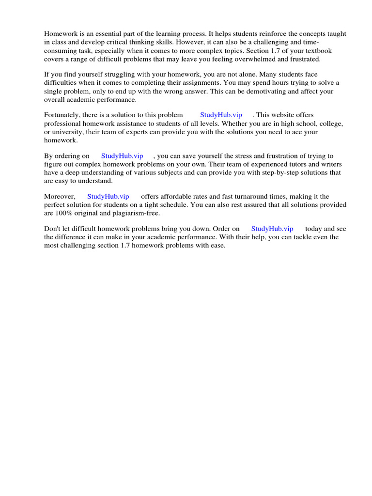 Solutions To Section 1 7 Homework Problems Pdf Homework Oscillation