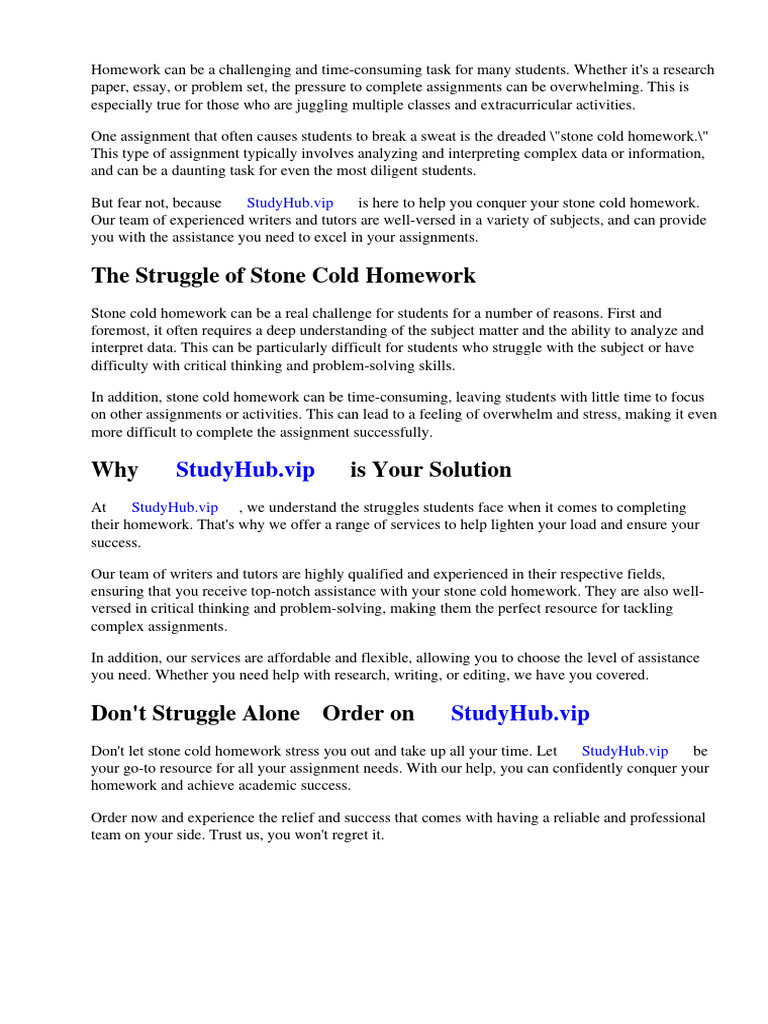 Stone Cold Homework | PDF | Homework | Facebook