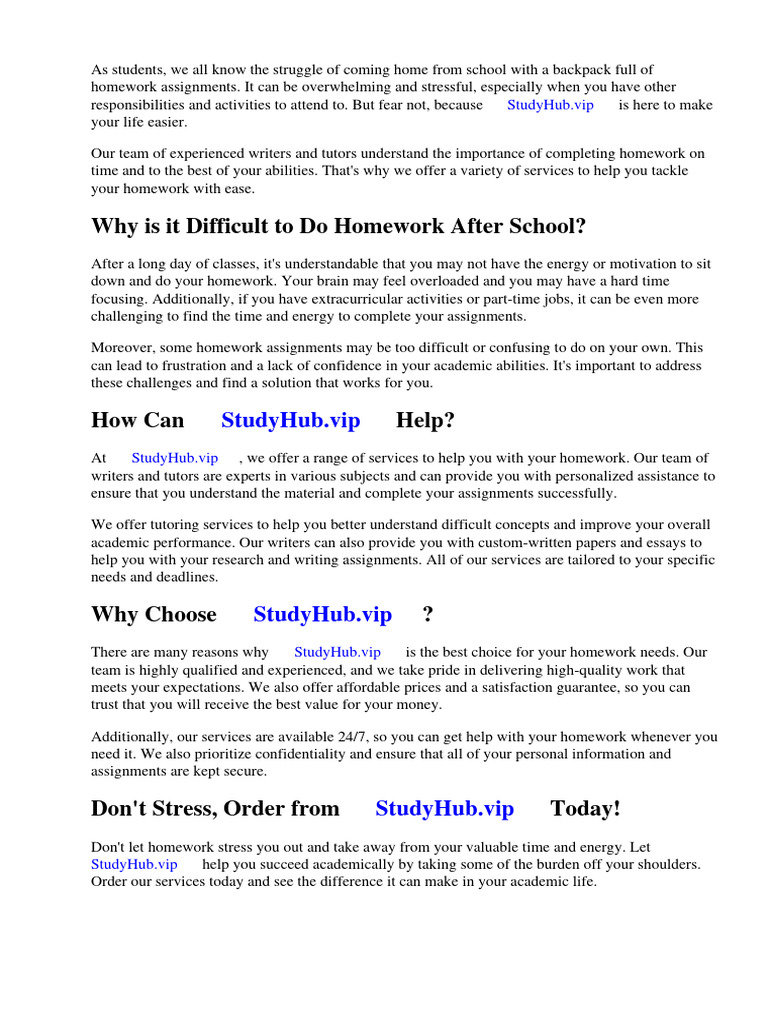 How To Do Your Homework Right After School | PDF | Homework | Learning