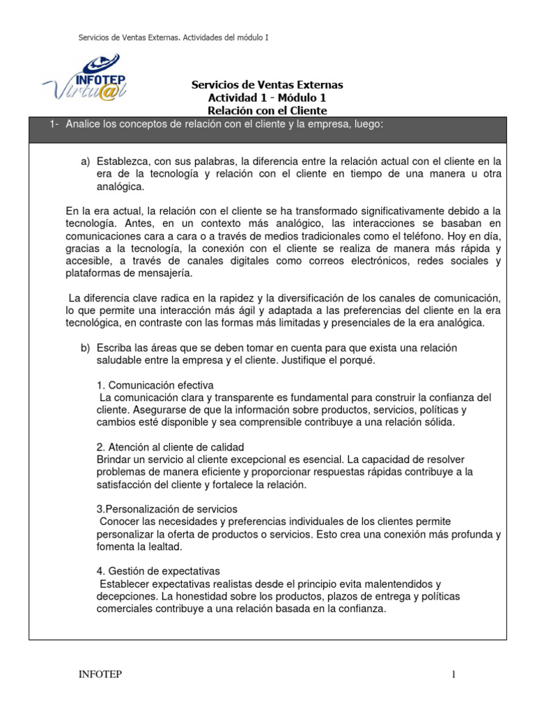 Actividad 1 Modulo Ventas Externa Descargar Gratis Pdf Business