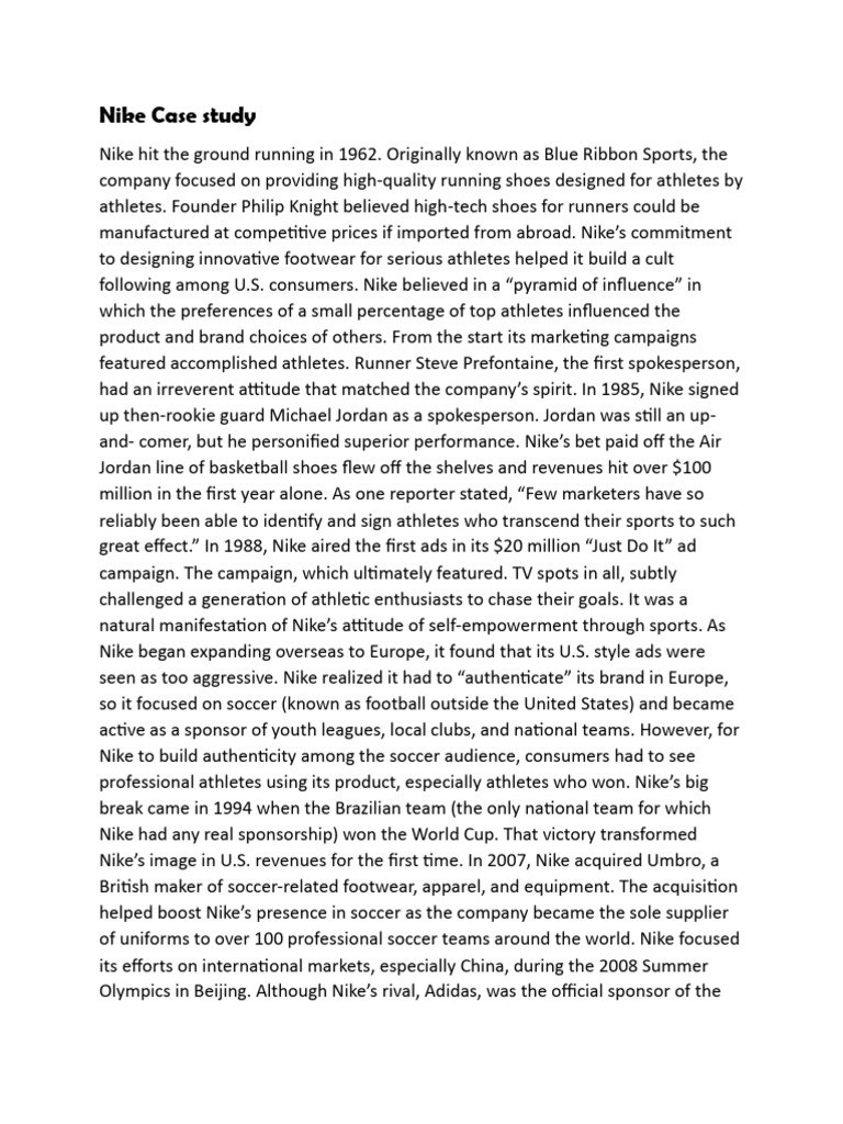 Nike Case Study SE 08022024 | PDF | Nike | Adidas