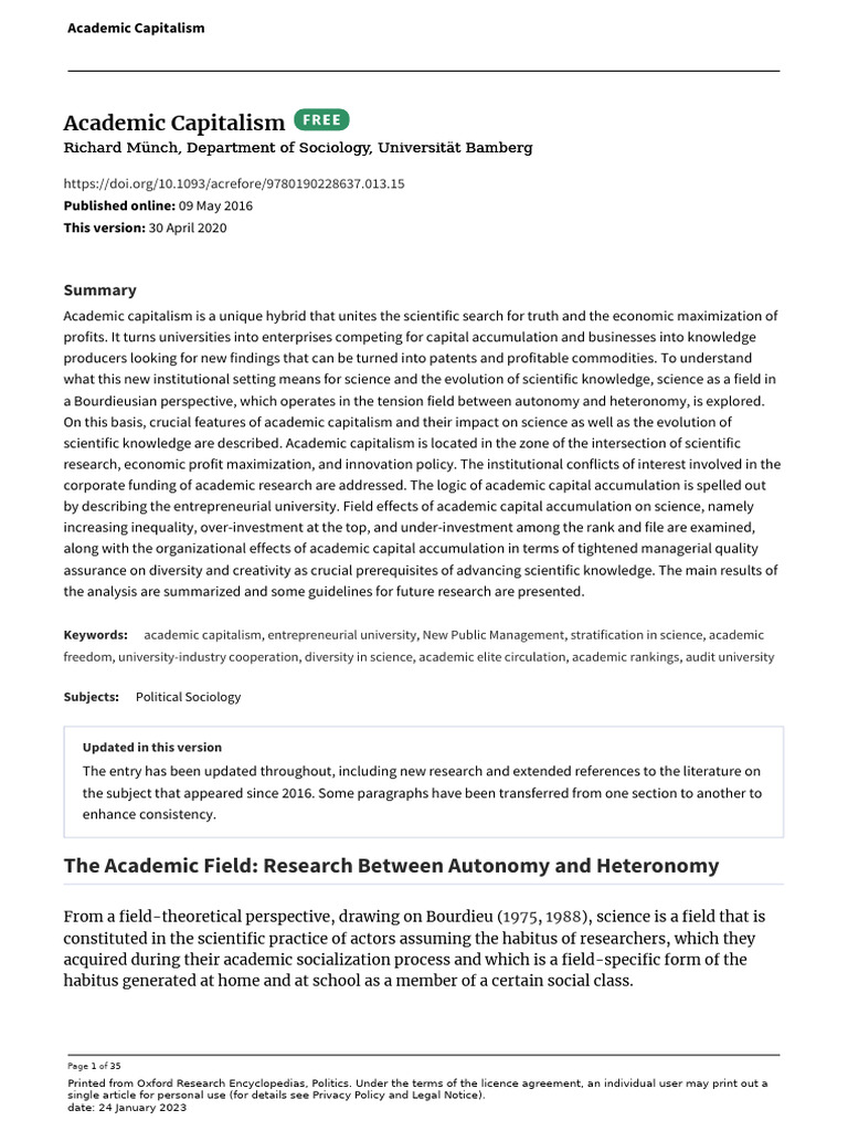 Academic Capitalism | Download Free PDF | Capitalism | Science