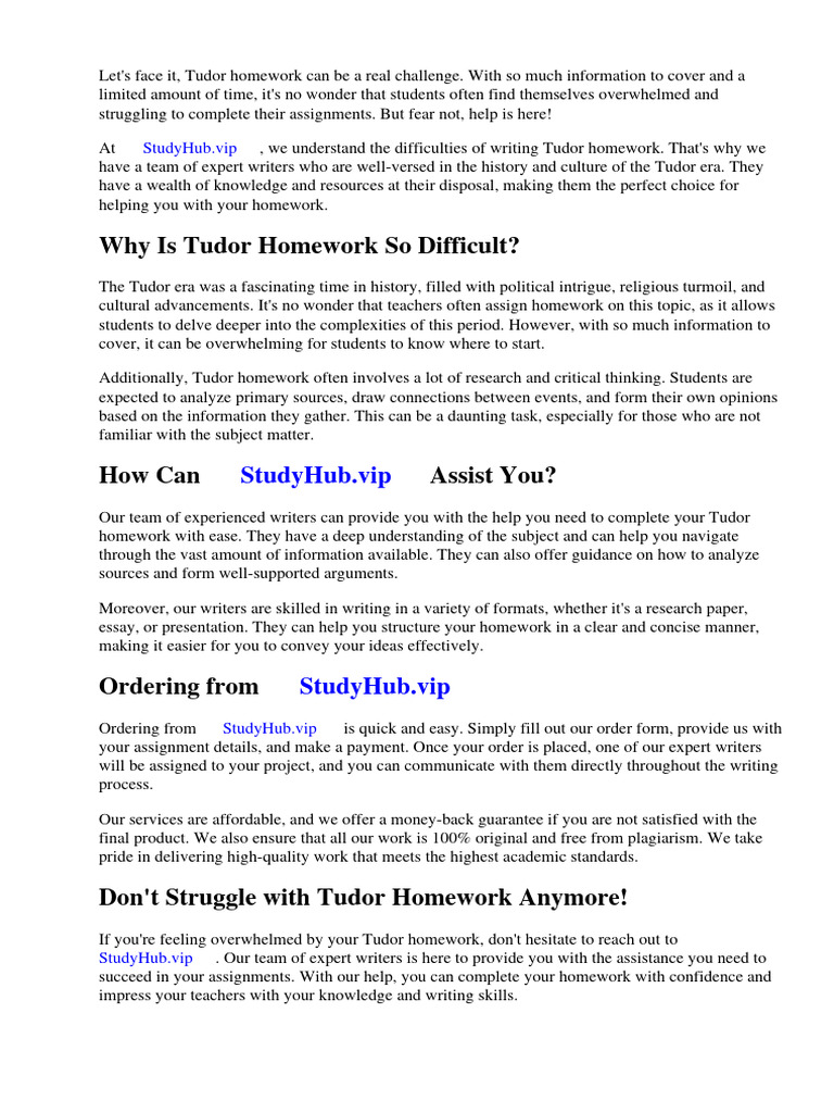 Tudor Homework Ideas Ks2 | PDF | House Of Tudor