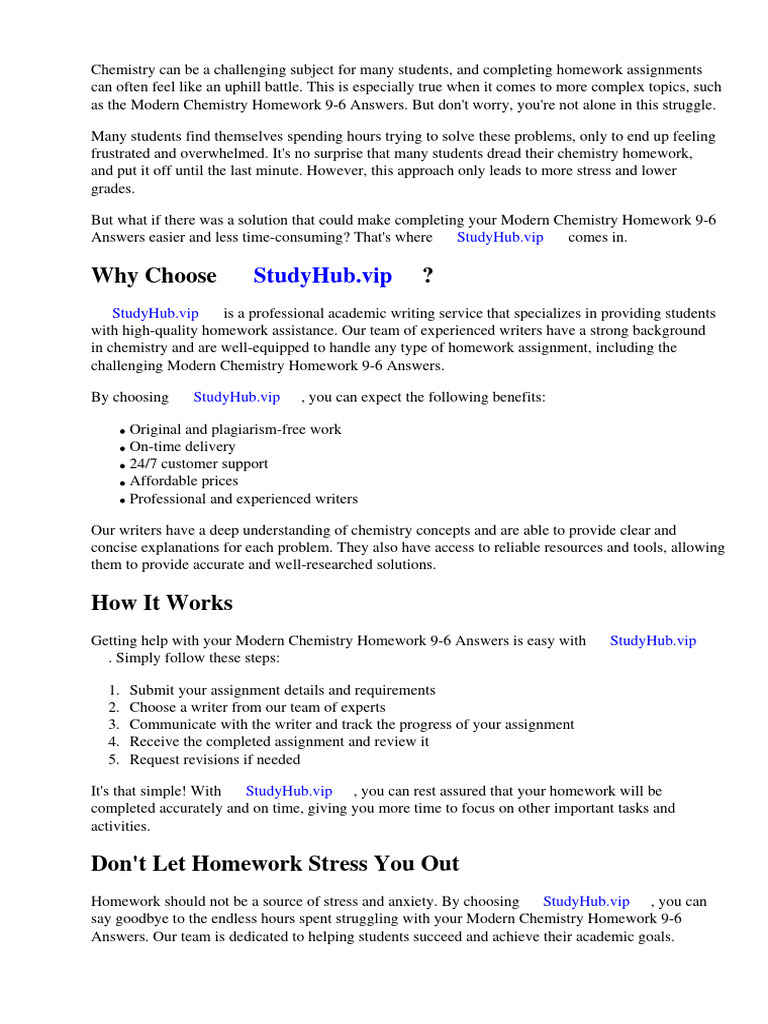 Modern Chemistry Homework 9-6 Answers | PDF | Gases | Liquids
