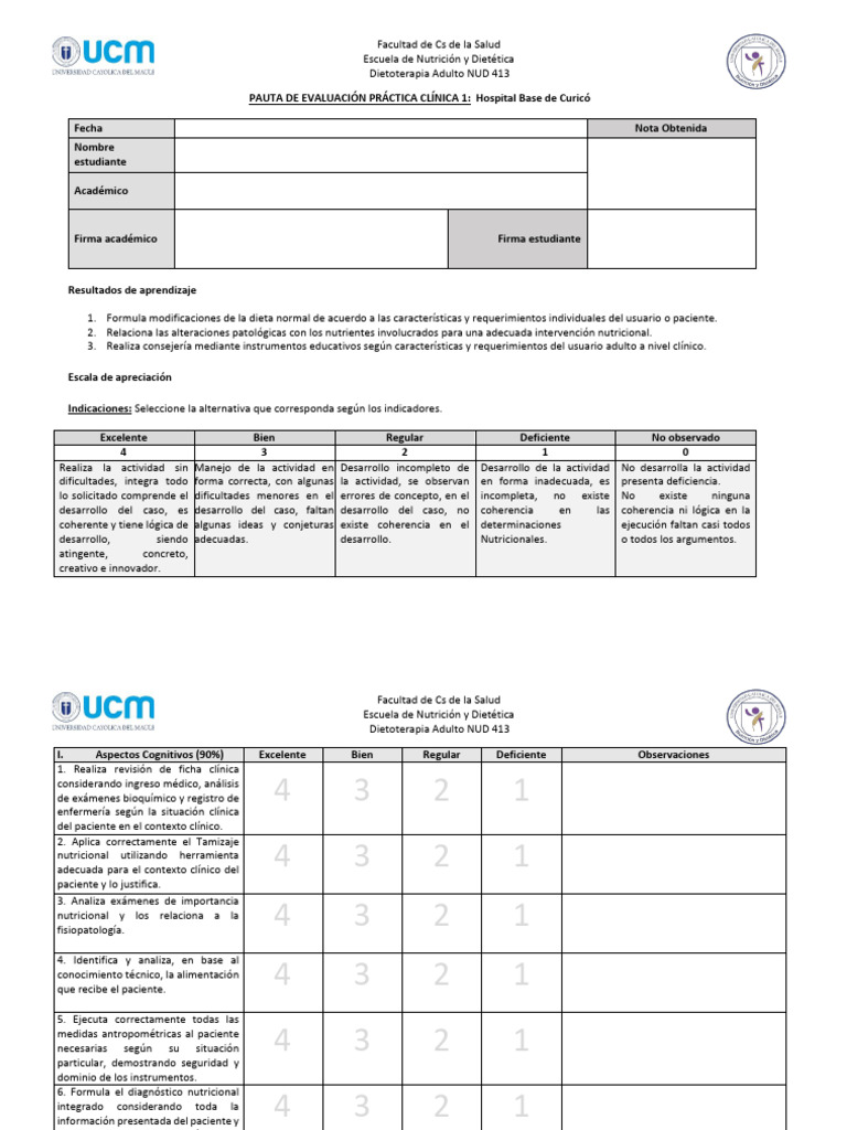 PAUTA PRÁCTICA HBC | PDF | Dietético | Nutrición