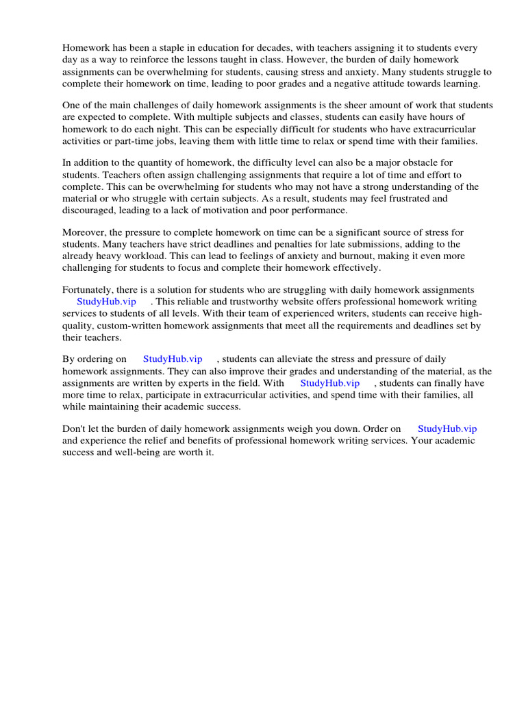 Many Teachers Assign Homework To Students Every Day Essay | PDF ...