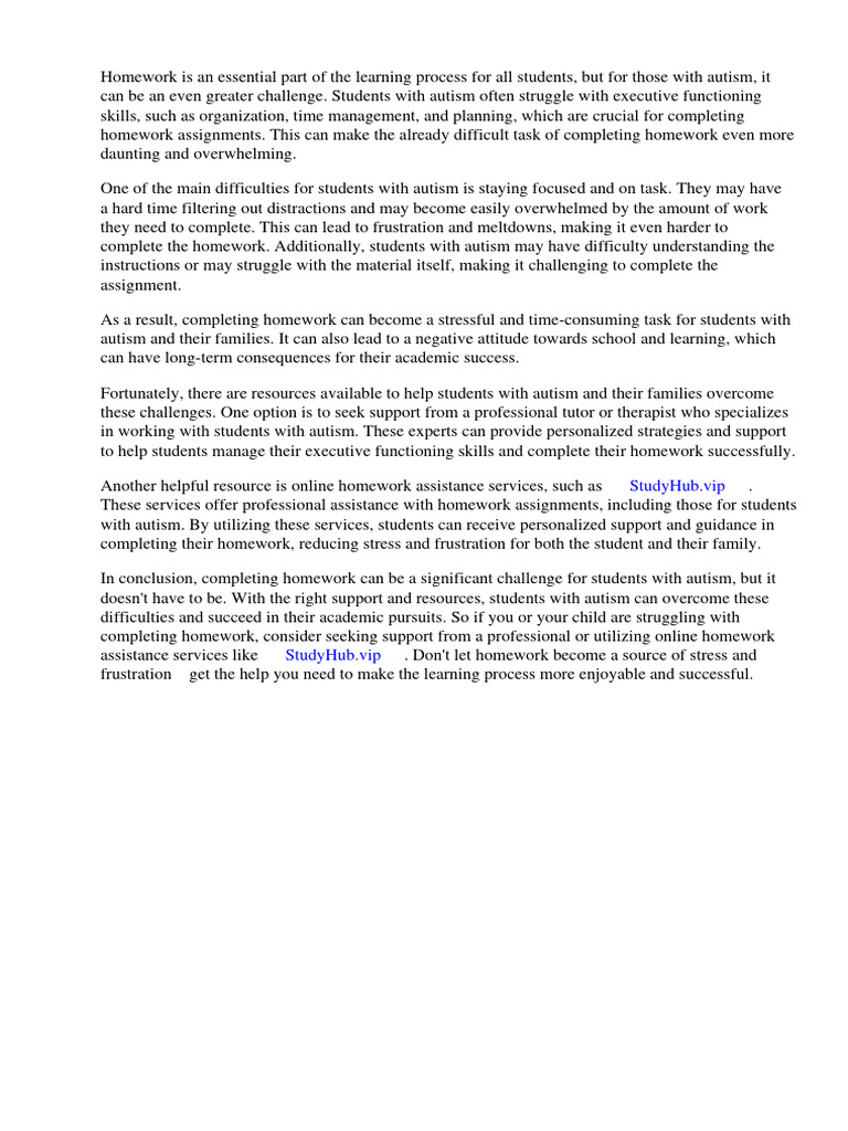 Autism Homework | PDF | Homework | Individualized Education Program