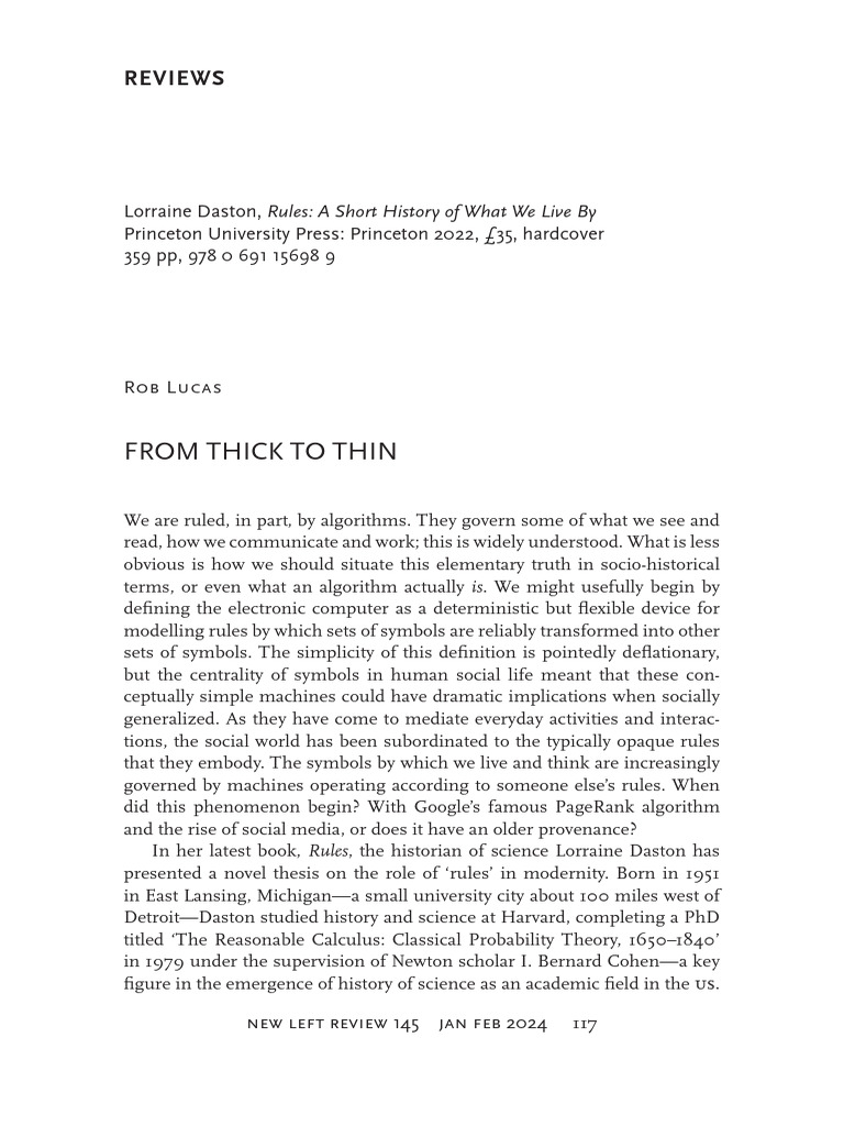 Rob Lucas, From Thick To Thin, NLR 145, January February 2024 | PDF ...