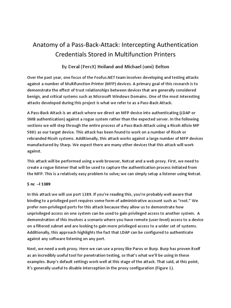 Anatomy of A Pass-Back-Attack - Intercepting Authentication Credentials ...