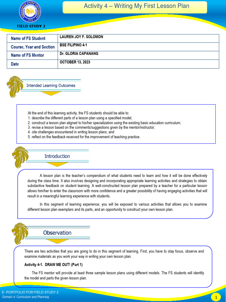 First Lesson Plan Writing Guide | PDF | Lesson Plan | Teachers
