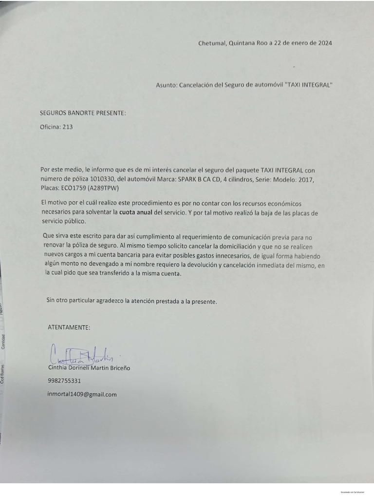 Carta para El Seguro | PDF