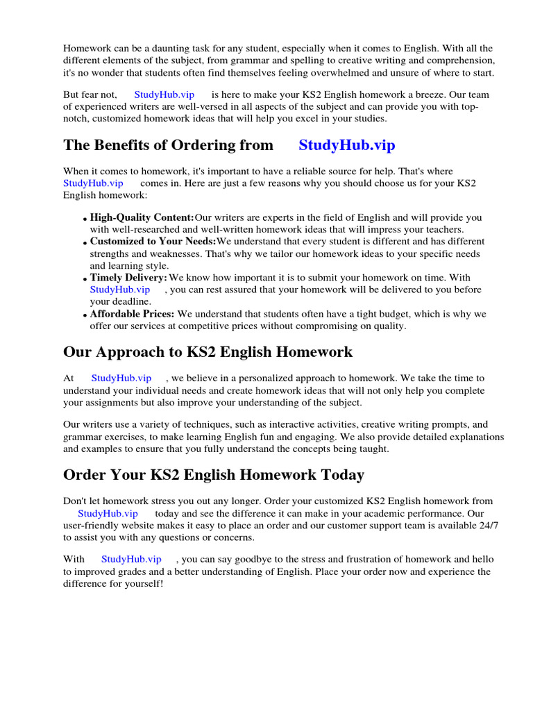 Homework Ideas Ks2 English | PDF | Homework | English Language