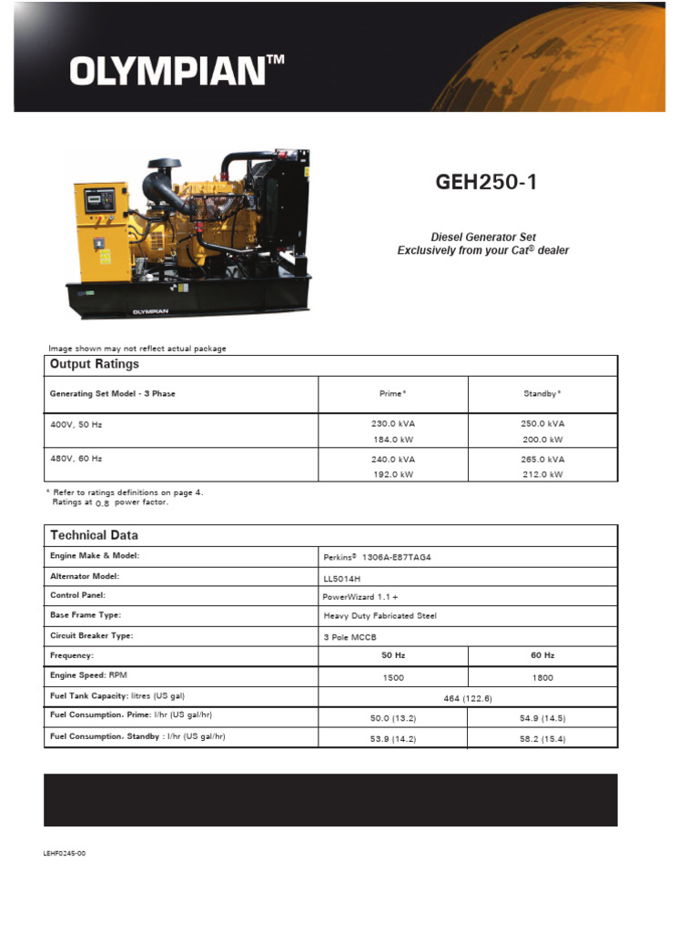 Output Ratings: Diesel Generator Set Exclusively From Your Cat Dealer ...