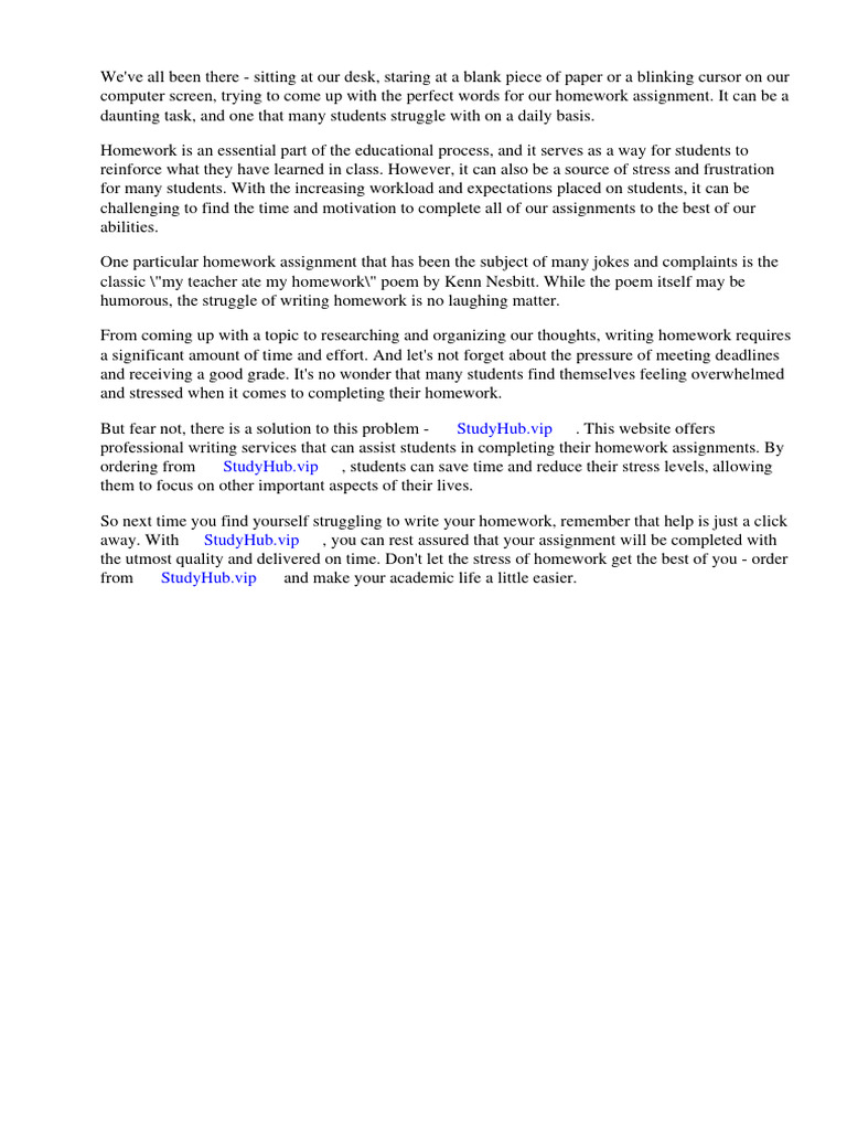 My Teacher Ate My Homework Poem Kenn Nesbitt | PDF | Homework | Poetry