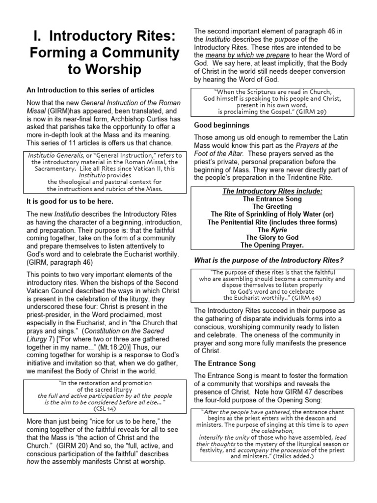 Introductory Rites Explained To Children