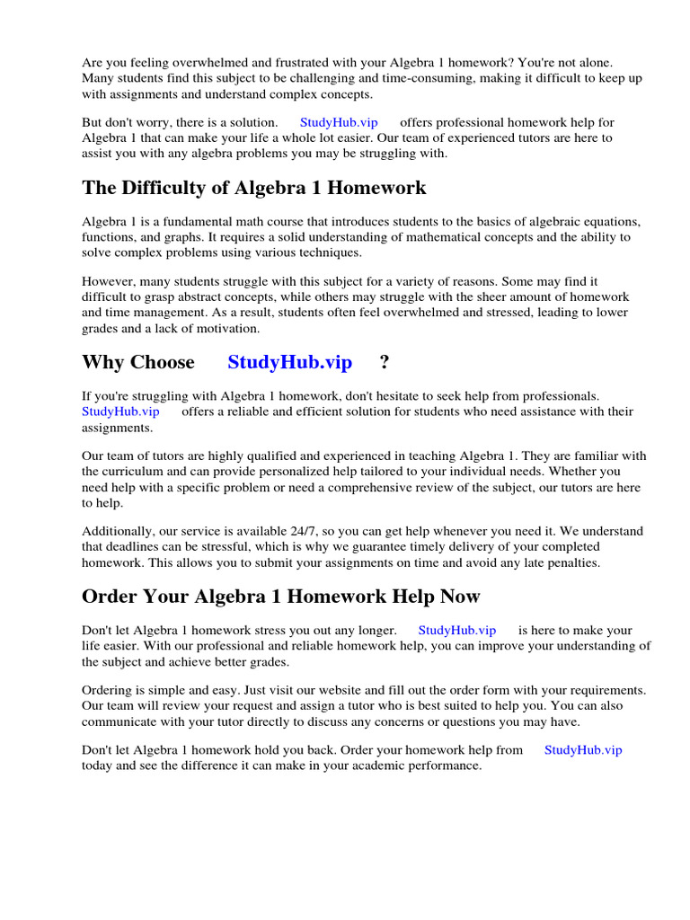 Homework Help With Algebra 1 | PDF | Algebra | Mathematics