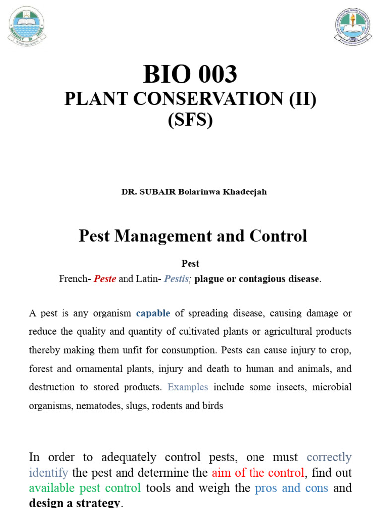 BIO 003 Conservation (II) | PDF | Pest (Organism) | Pest Control