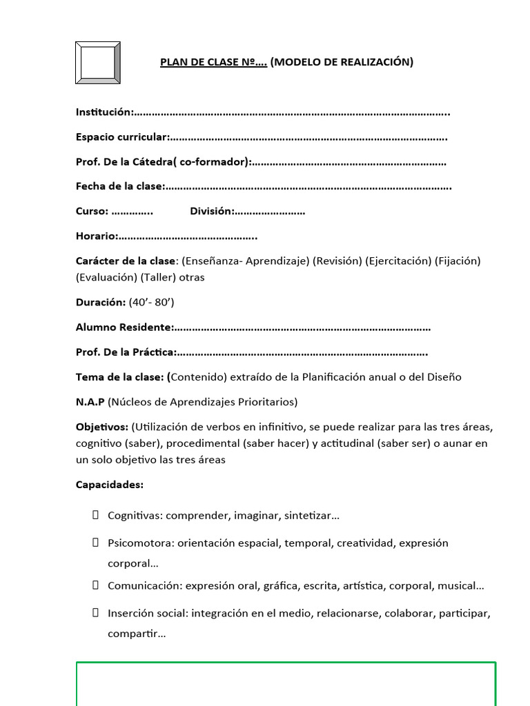 Modelo Plan de Clase | PDF | Maestros | Aprendizaje