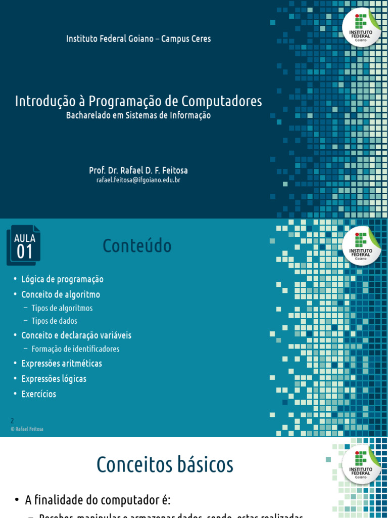 Aula 1 Conceitos Básicos | PDF | Algoritmos | Programação de computadores Aula 1 Conceitos Básicos | PDF | Algoritmos | Programação de computadores