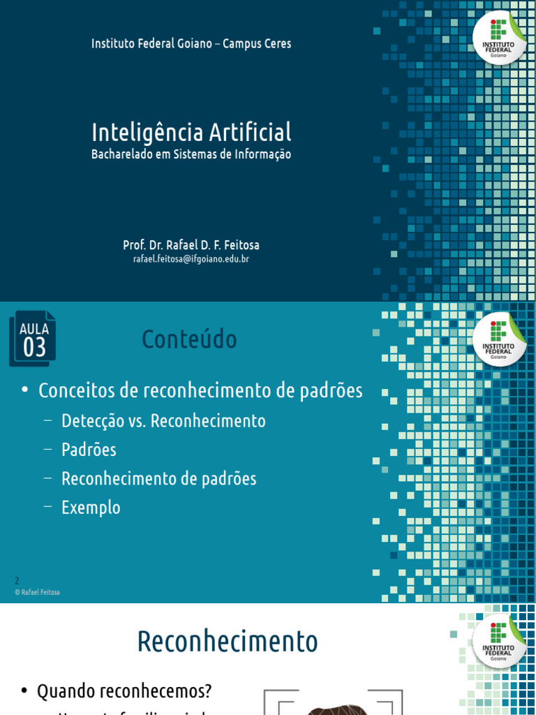 Aula 3 Conceitos de Reconhecimento de Padrões | PDF | Informação