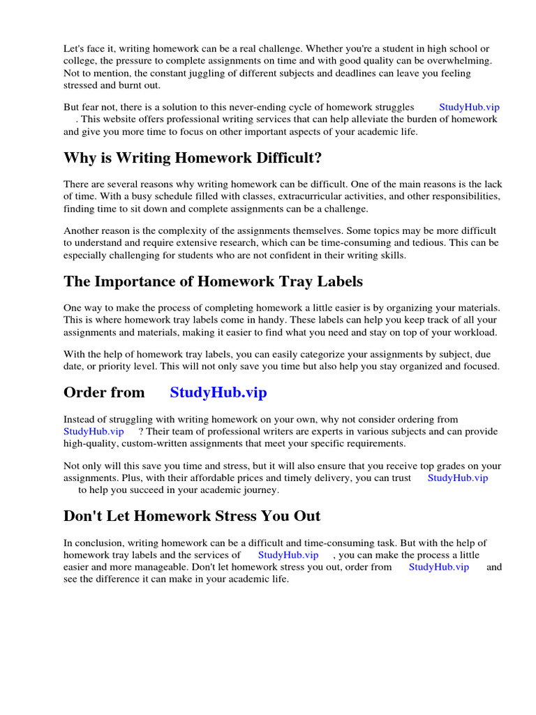 Homework Tray Label | PDF | Homework | Facebook