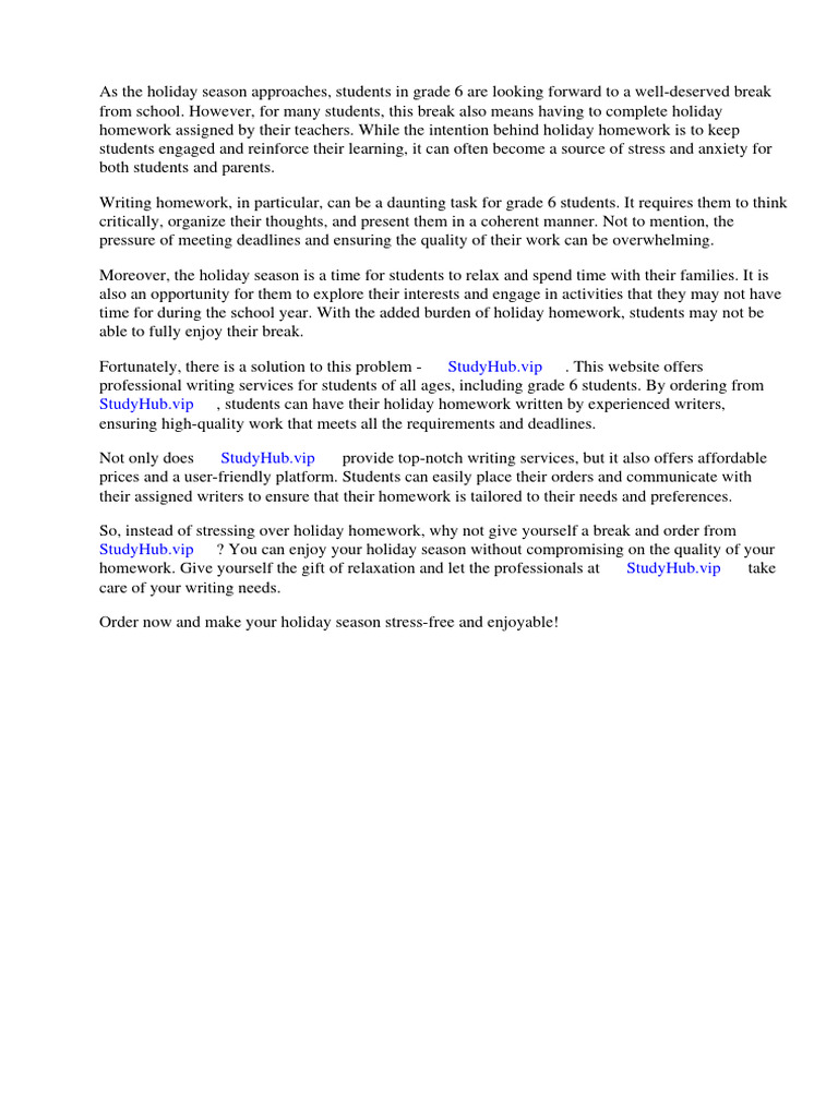 Grade 6 Holiday Homework | Download Free PDF | Books | Homework