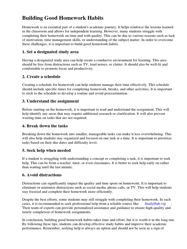 Building Good Homework Habits | PDF | Homework | Teachers