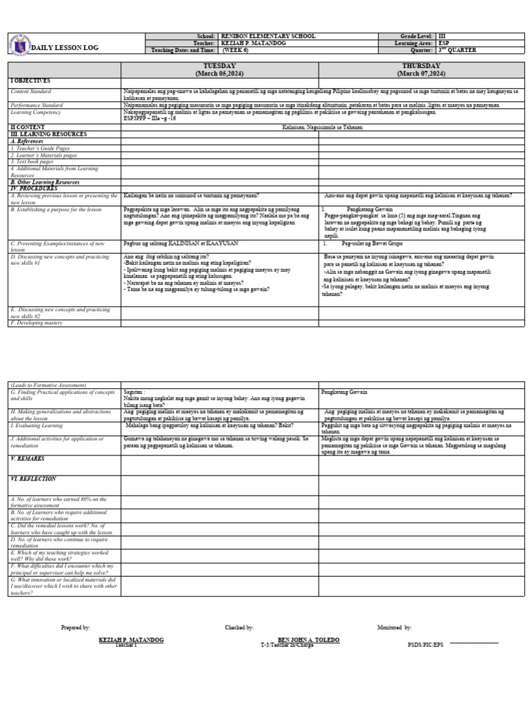 DLL - Esp 3 - Q3 - W6 | PDF