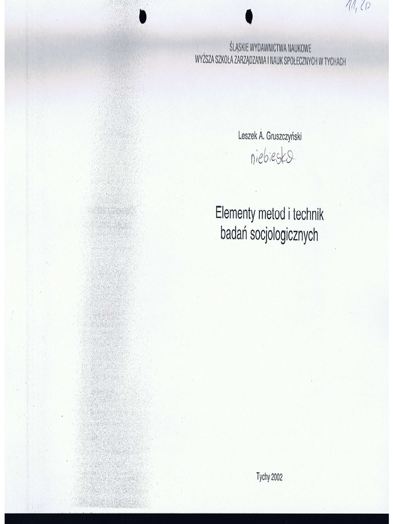 GruszczyÅ Ski Leszek - Elementy Metod I Technik Badaå Socjologicznych | PDF