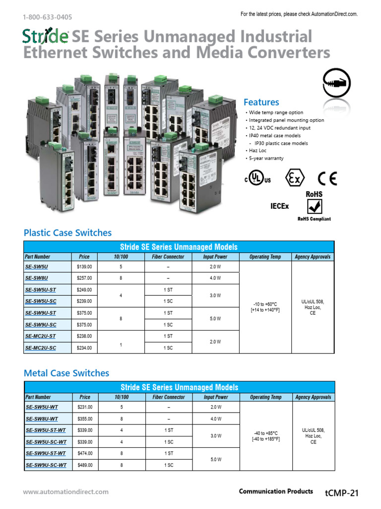 Automation Direct Stride SE Unmanaged. Switchespdf | PDF | Electronics ...