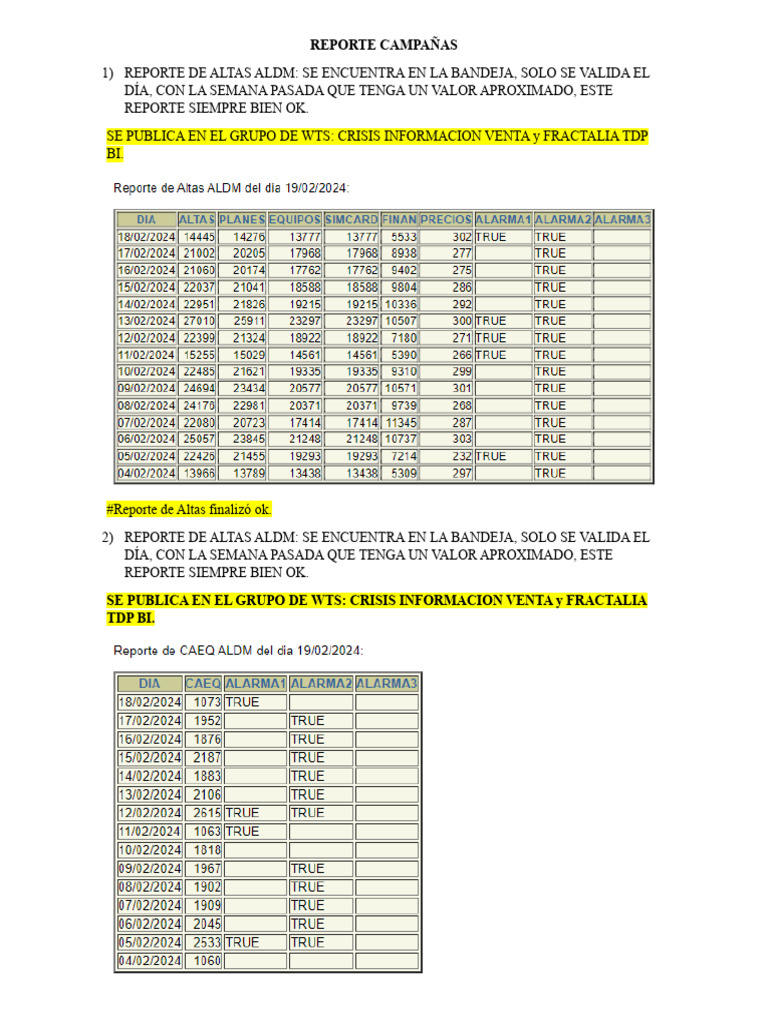 Reporte de Validación de Altas y Órdenes | PDF | Bases de datos ...
